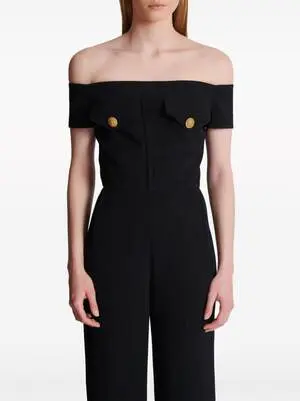 Balmain Off-shoulder Flared Jumpsuit
