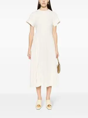 Ulla Johnson Ruffle-detail Round-neck Midi Dress - Neutrals