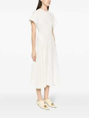 Ulla Johnson Ruffle-detail Round-neck Midi Dress - Neutrals