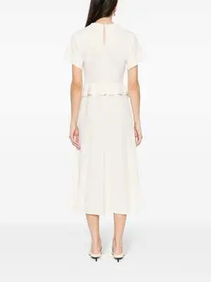 Ulla Johnson Ruffle-detail Round-neck Midi Dress - Neutrals
