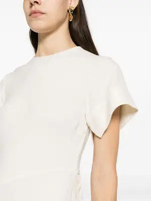 Ulla Johnson Ruffle-detail Round-neck Midi Dress - Neutrals