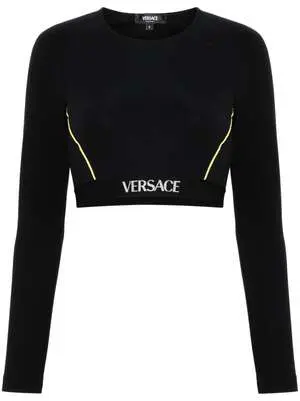 Versace Logo-waistband Performance Top - Black