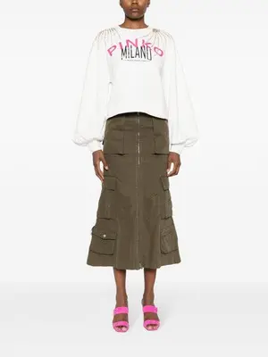 Pinko Logo-print Crystal-embellished Sweatshirt