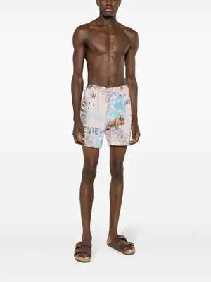 AMIR SLAMA Graphic-print Silk Shorts