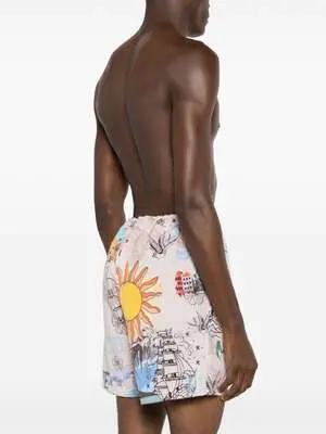 AMIR SLAMA Graphic-print Silk Shorts