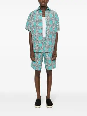 AMIR SLAMA Rope-print Linen Shorts
