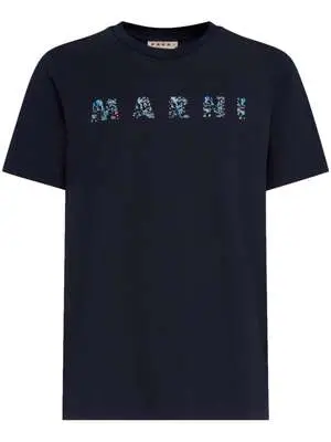 Marni Logo-print Cotton T-shirt - Blue