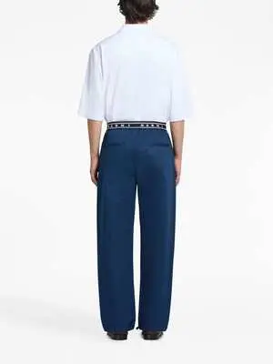 Marni Logo-waistband Cotton Trousers