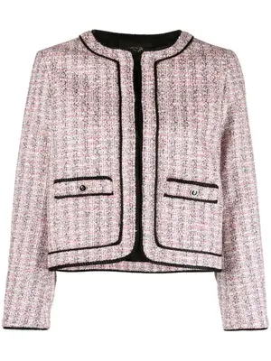 Maje Cropped Tweed Jacket - Pink
