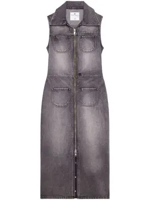 COURREGES Double-pockets Denim Midi Dress