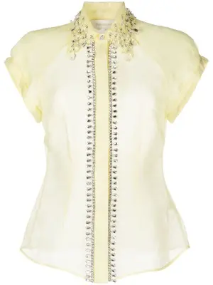 Zimmermann Matchmaker Diamante Linen-blend Blouse