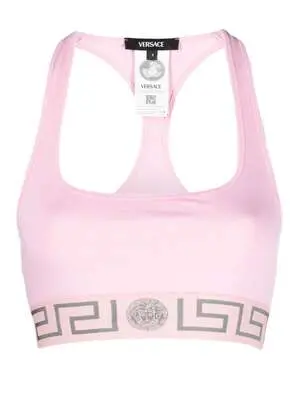 Versace Greca-detailed Scoop-neck Bra - Pink
