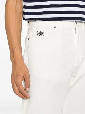 Versace Medusa Head-motif Straight-leg Jeans - White