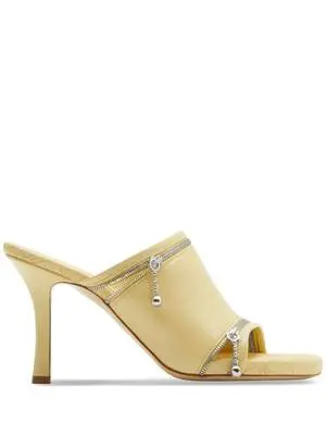Burberry Decorative-zip Leather Heeled Sandals - Yellow