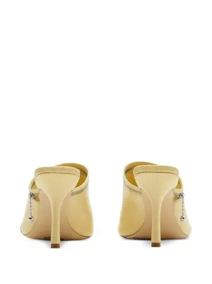 Burberry Decorative-zip Leather Heeled Sandals - Yellow