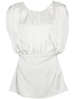 JIL SANDER Ruched Sleeveless Blouse - White