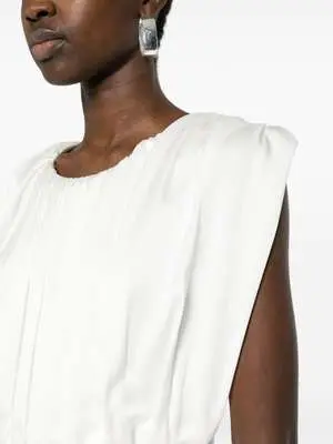 JIL SANDER Ruched Sleeveless Blouse - White