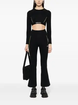 Versace Logo Appliqué Flared Leggings