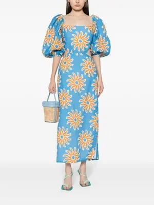 CALA DE LA CRUZ Timbiqui Graphic-print Linen Dress