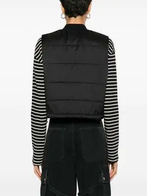 Palm Angels Logo-embroidered Cropped Gilet - Black