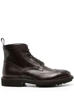 SCAROSSO Thomas Perforated Leather Boots - Black