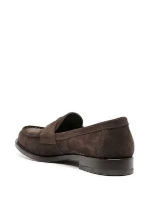 SCAROSSO Harper Suede Penny Loafers - Brown