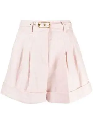Zimmermann Matchmaker Belted Linen Shorts