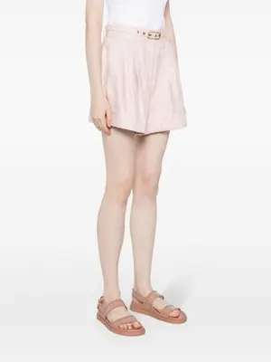 Zimmermann Matchmaker Belted Linen Shorts