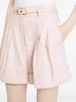Zimmermann Matchmaker Belted Linen Shorts