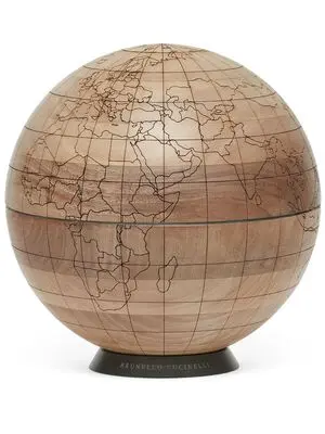 Brunello Cucinelli Engraved Wooden Globe - Neutrals