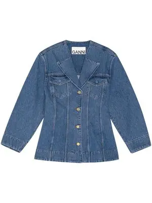 GANNI Buttoned Denim Shirt - Blue