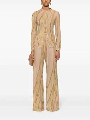 FORTE_FORTE Striped Metallic Ribbed Knit Shirt