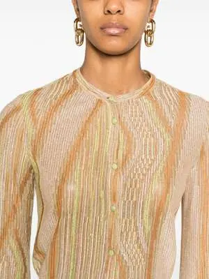 FORTE_FORTE Striped Metallic Ribbed Knit Shirt