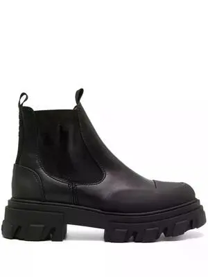 GANNI Leather Chelsea Boots - Black