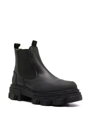 GANNI Leather Chelsea Boots - Black