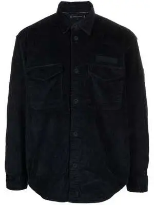 Tommy Hilfiger Rubberised-logo Corduroy Overshirt - Blue