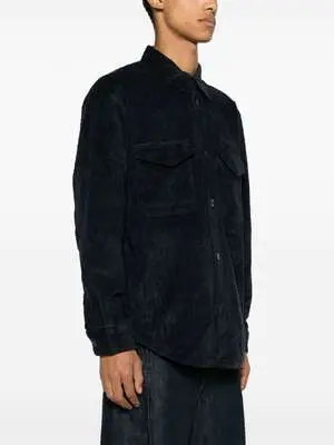 Tommy Hilfiger Rubberised-logo Corduroy Overshirt - Blue