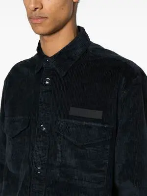 Tommy Hilfiger Rubberised-logo Corduroy Overshirt - Blue