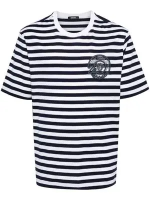 Versace Medusa-embroidered Striped T-shirt