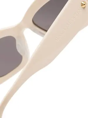 Alexander McQueen Stud-detailed Rectangle Sunglasses - Neutrals