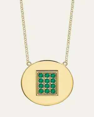 TRACEE NICHOLS Tracee Nichols 14K Yellow Gold Emerald Token Pendant Necklace Emerald