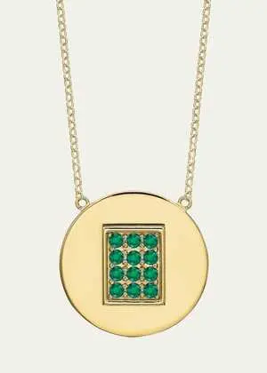 TRACEE NICHOLS 14k Yellow Gold Token Pendant Necklace - Emerald
