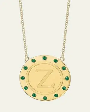 TRACEE NICHOLS 14k Yellow Gold Initial Token Necklace With Emeralds - Z