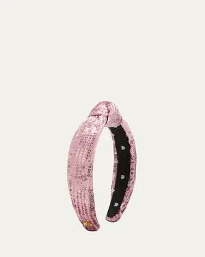 Lele Sadoughi Sequin-Embellished Velvet Slim Headband - Dusty Rose