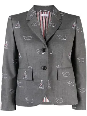 Thom Browne Motif-embroidered Single-breasted Blazer