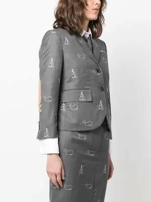 Thom Browne Motif-embroidered Single-breasted Blazer