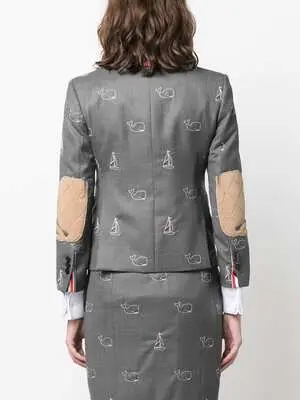 Thom Browne Motif-embroidered Single-breasted Blazer