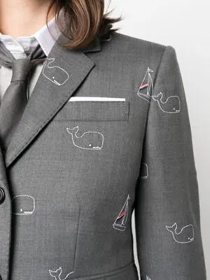 Thom Browne Motif-embroidered Single-breasted Blazer