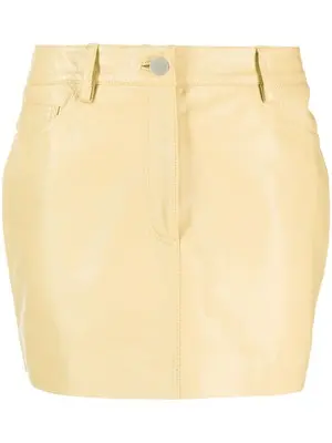 Remain Birger Christensen Leather Mini Skirt - Yellow