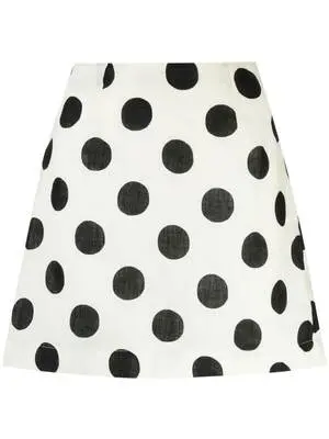 CALA DE LA CRUZ Lulo Polka Dot Linen Skirt